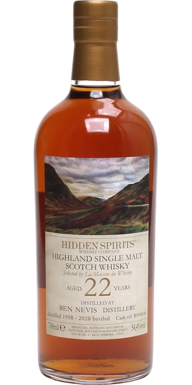Ben Nevis 22 Year Old 1998/2020 Hidden Spirits #BN9820 - 54.5% - 700ml ...
